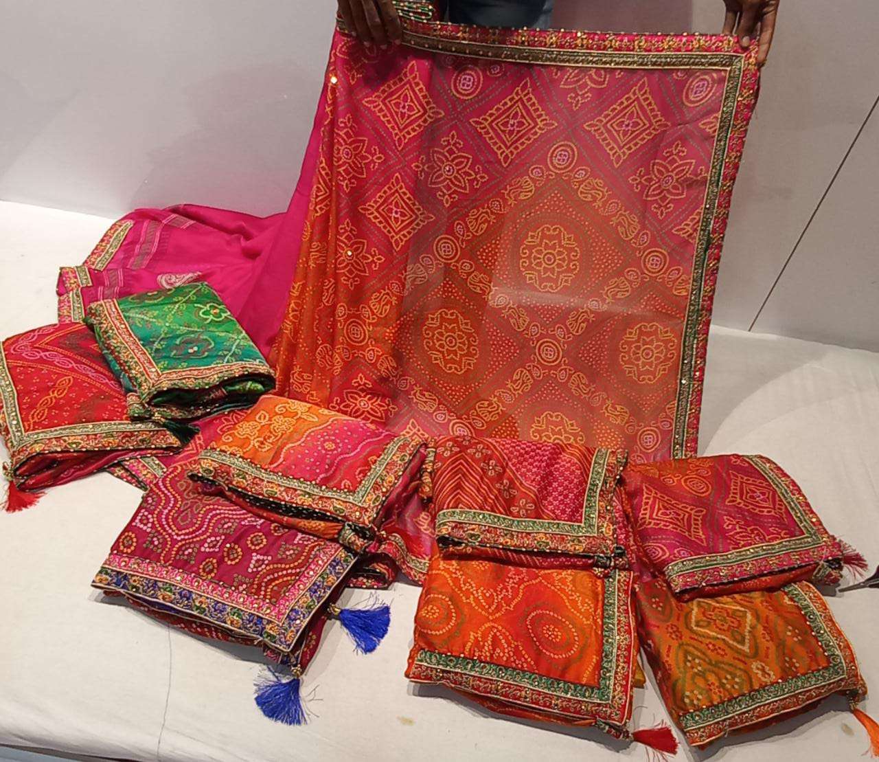 TRADITIONAL BANDHANI HALF 2 Chiffon With Embroidery work Designer Saree ...