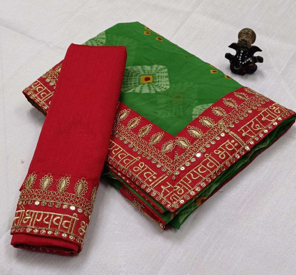 LATEST BANDHANI PRINT SAREE WITH TRADITIONAL EMBROIDERY SAREES ...