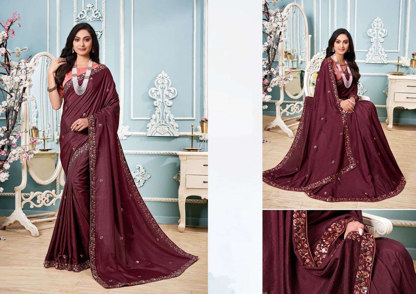 VICHITRA SILK SAREE WITH EMBROIDERY HOT LATEST COLLECTION OF SAREES AT ...