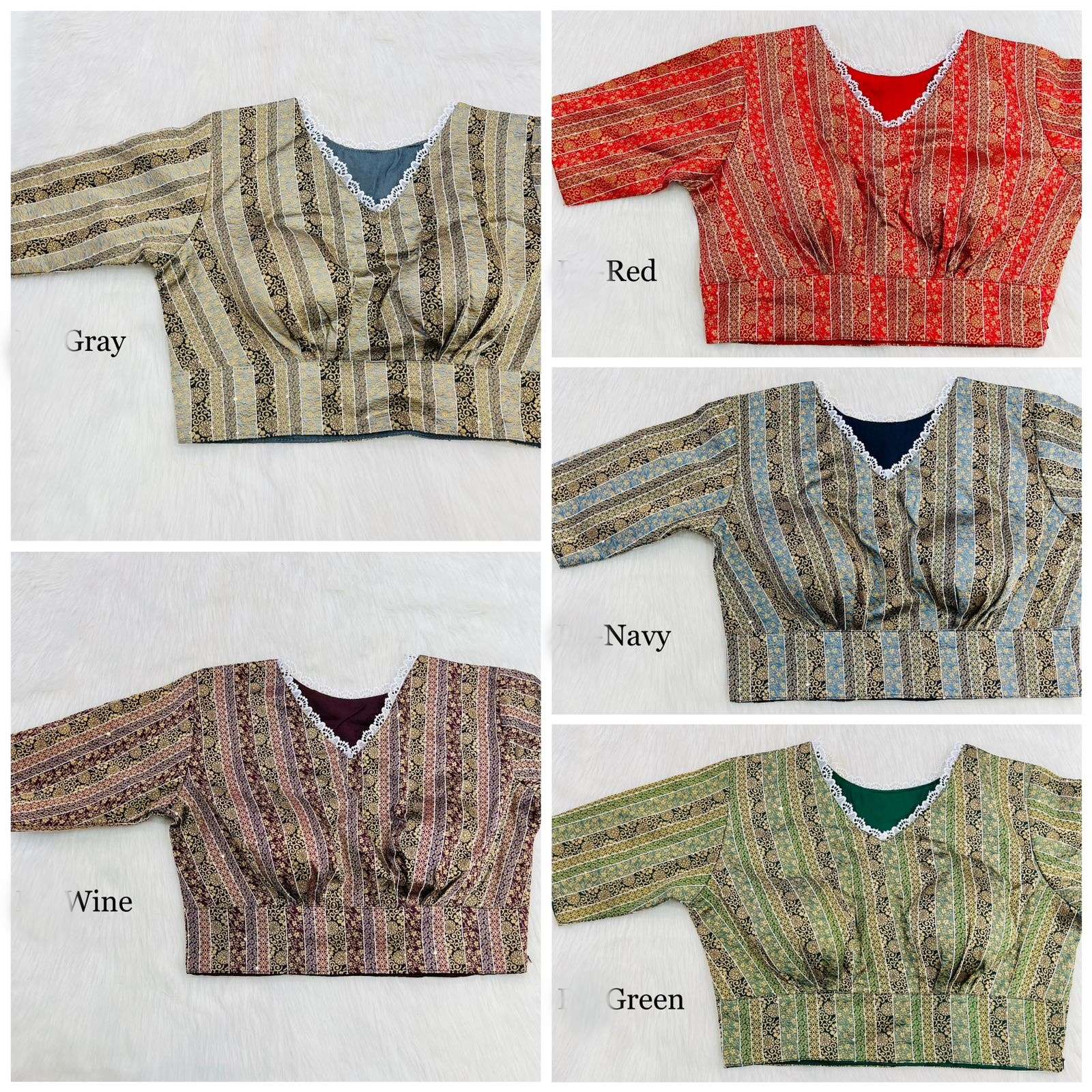 Jacquard with fancy Fully stich designer Blouse collection at wholesale ...