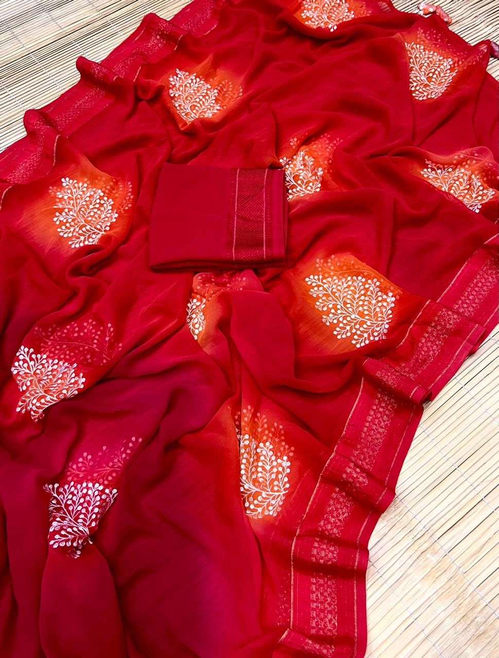 Panchi georgette with Printed embroidery sequence work BOrder saree ...