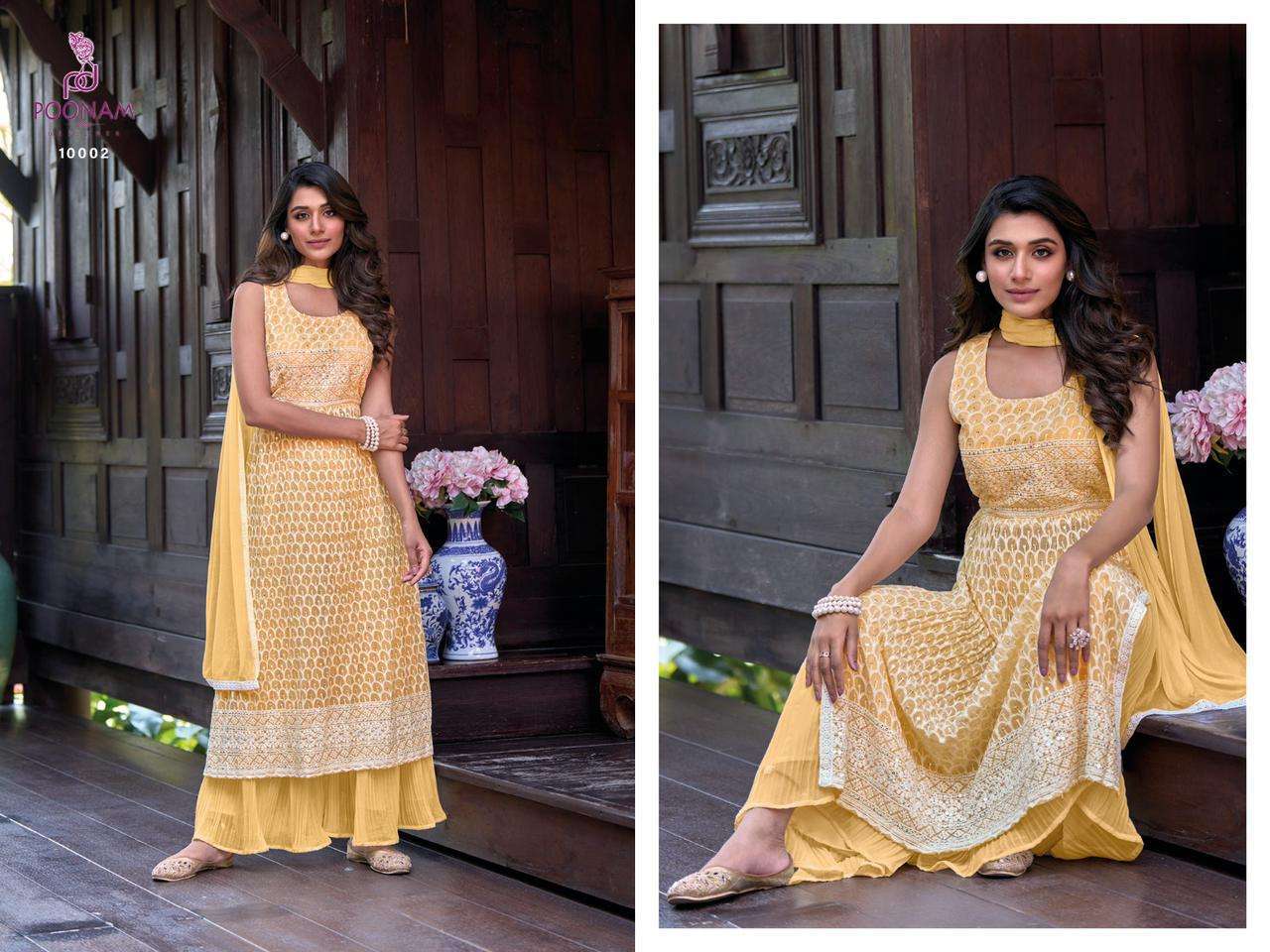 Poonam Designer Hurab Georgette with Nayra Cut Fancy Readymade Kurti ...