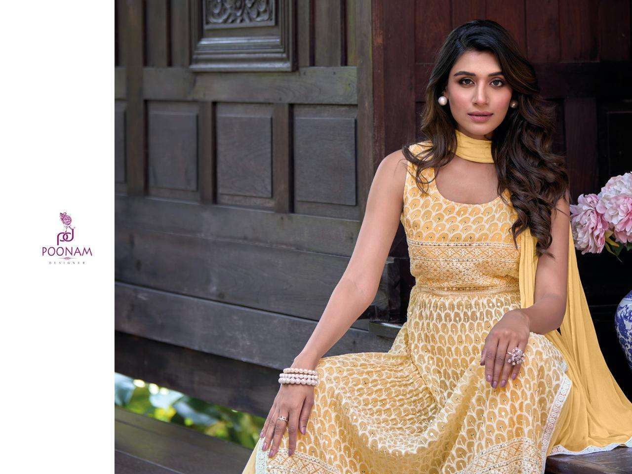 Poonam Designer Hurab Georgette with Nayra Cut Fancy Readymade Kurti ...