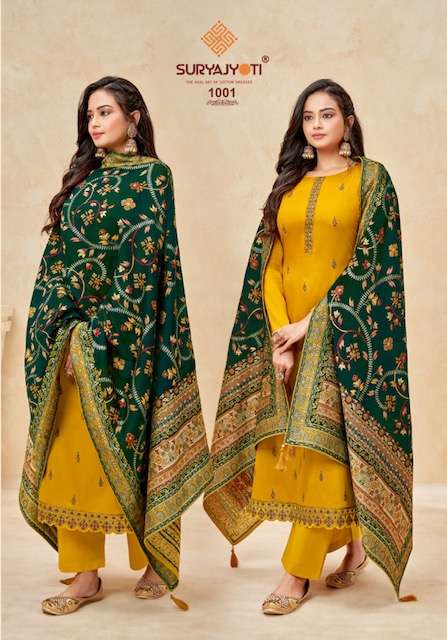 SURYAJYOTI KAINAAT VOL 1 Jam Satin with fancy Work dress Material ...