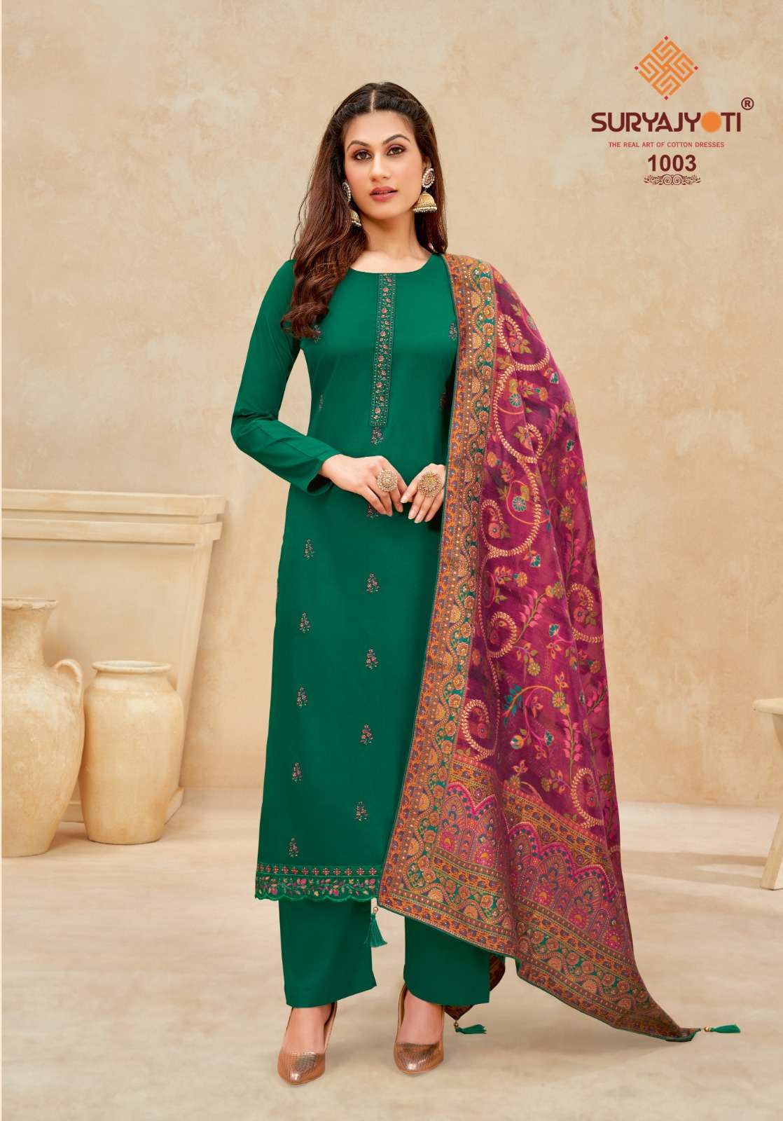 SURYAJYOTI KAINAAT VOL 1 Jam Satin with fancy Work dress Material ...