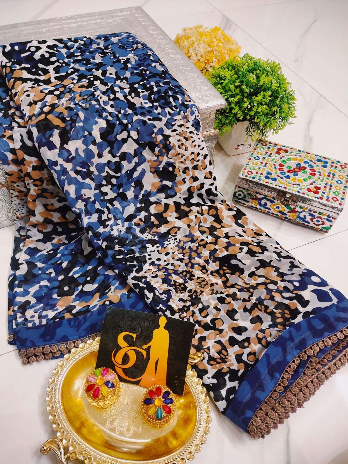 Georgette with Cheeta print Regular wear saree collection at best rate