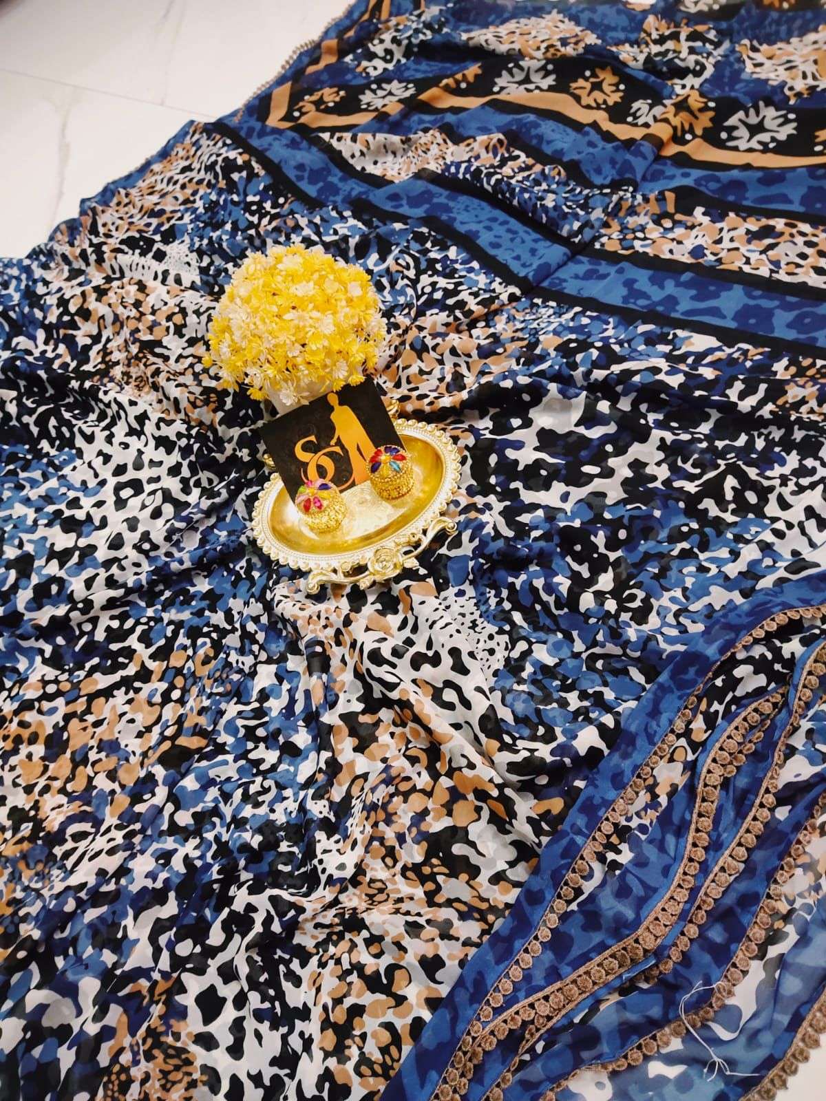 Georgette with Cheeta print Regular wear saree collection at best rate