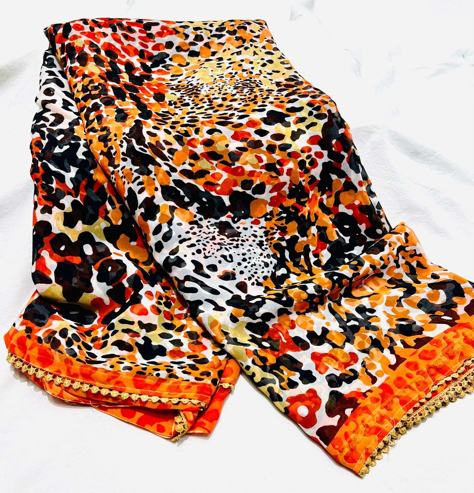 Georgette with Cheeta print Regular wear saree collection at best rate