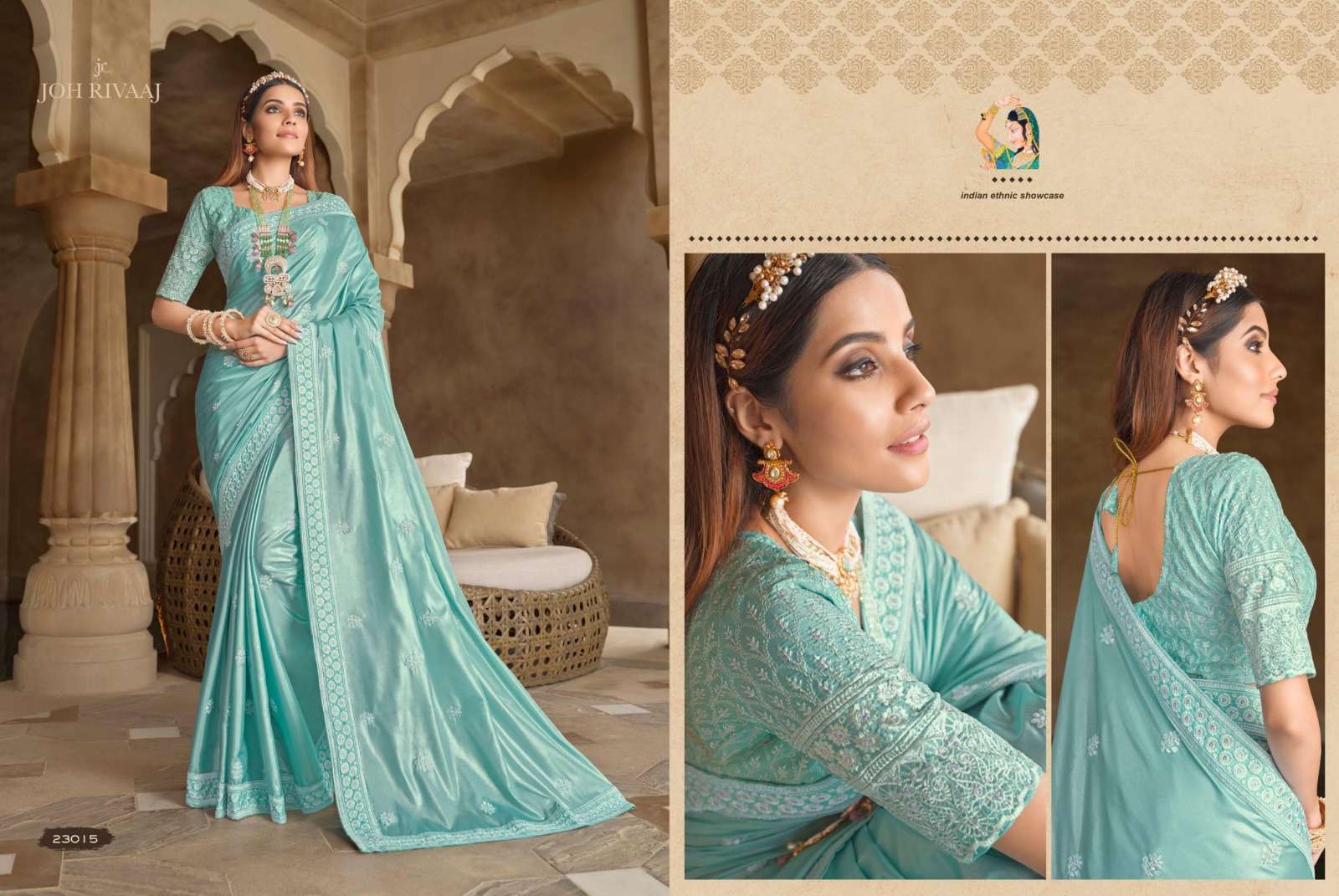 Joh Rivaaj Joshitha Fancy look party wear saree collection at wholesale ...