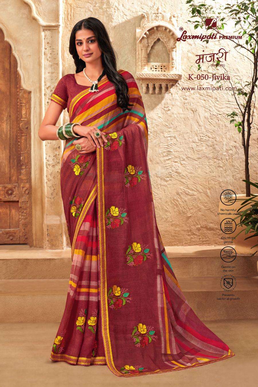 Laxmipati Manjri Chiffon with Embroidery butti Fancy Look saree collection
