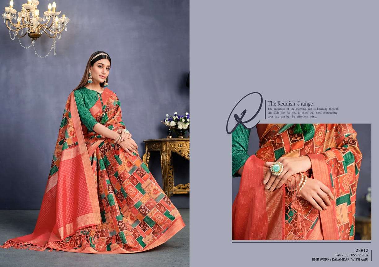 Mahotsav Mohmanthan 22800 Series Aahana Tusser silk with Printed fancy ...