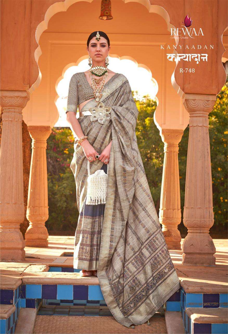 Rewaa Fashion kanyaadan Kachi Silk with Printed fancy Look Saree ...