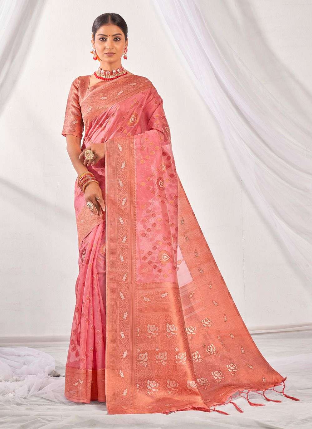 Sangam Print Gouri Organza with fancy Look saree collection at best rate