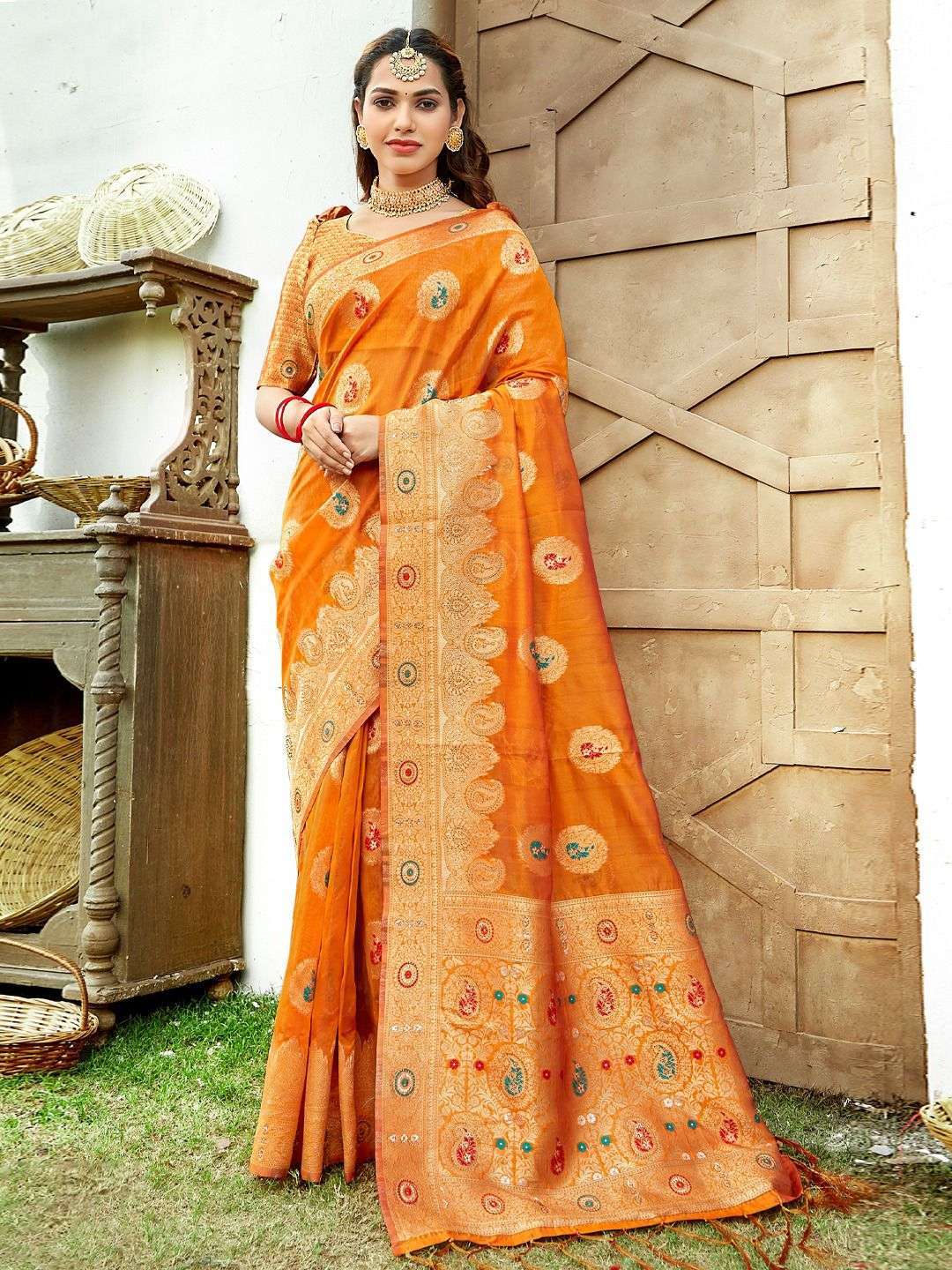 Sangam Prints shivalik Organza with weaving design saree collection