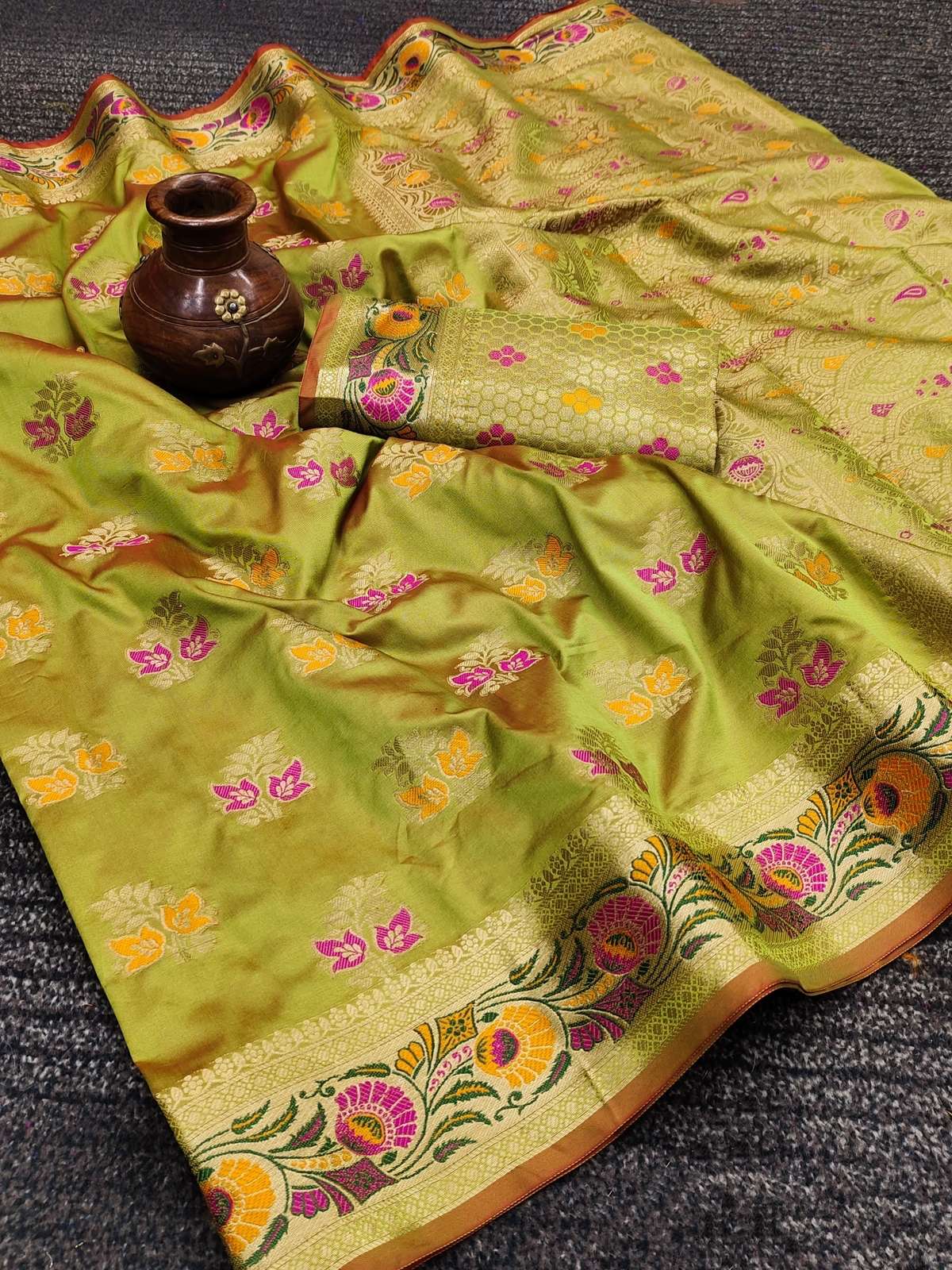 Silk With Minakari Weaving Design Saree collection