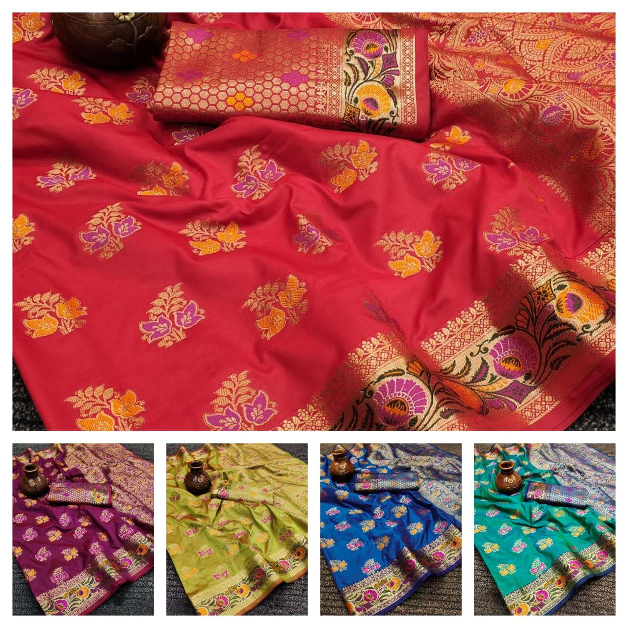 Silk With Minakari Weaving Design Saree collection