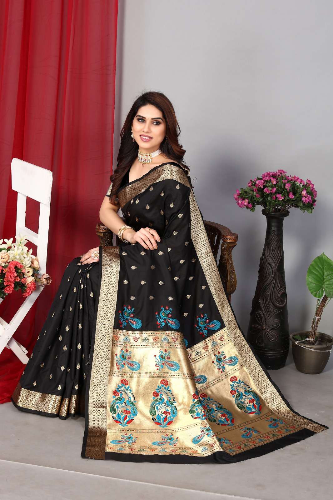 Silk with Paithani style pallu design saree collection