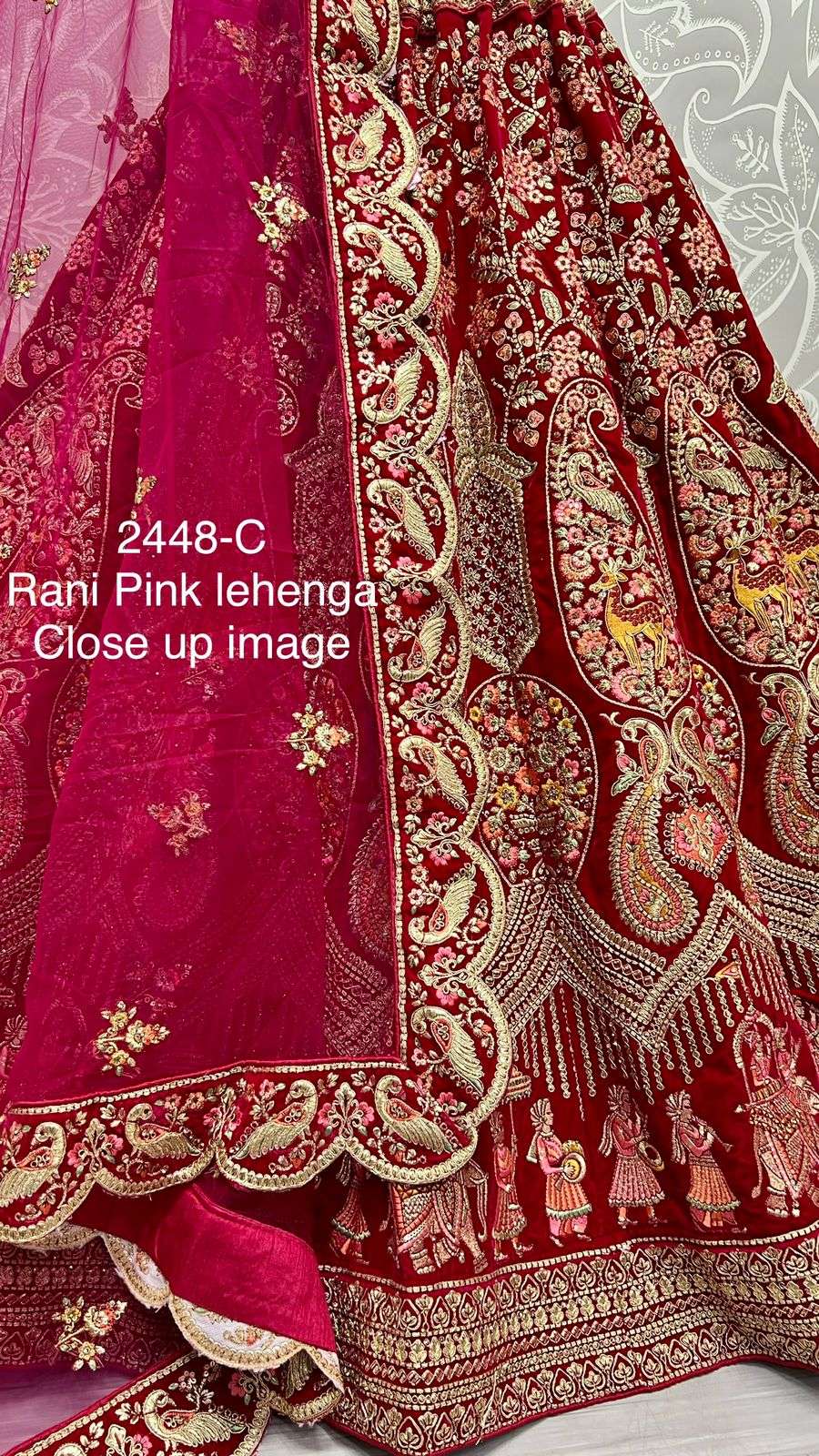 Velvet with heavy Thread work Designer Bridal wear lehenga choli collection