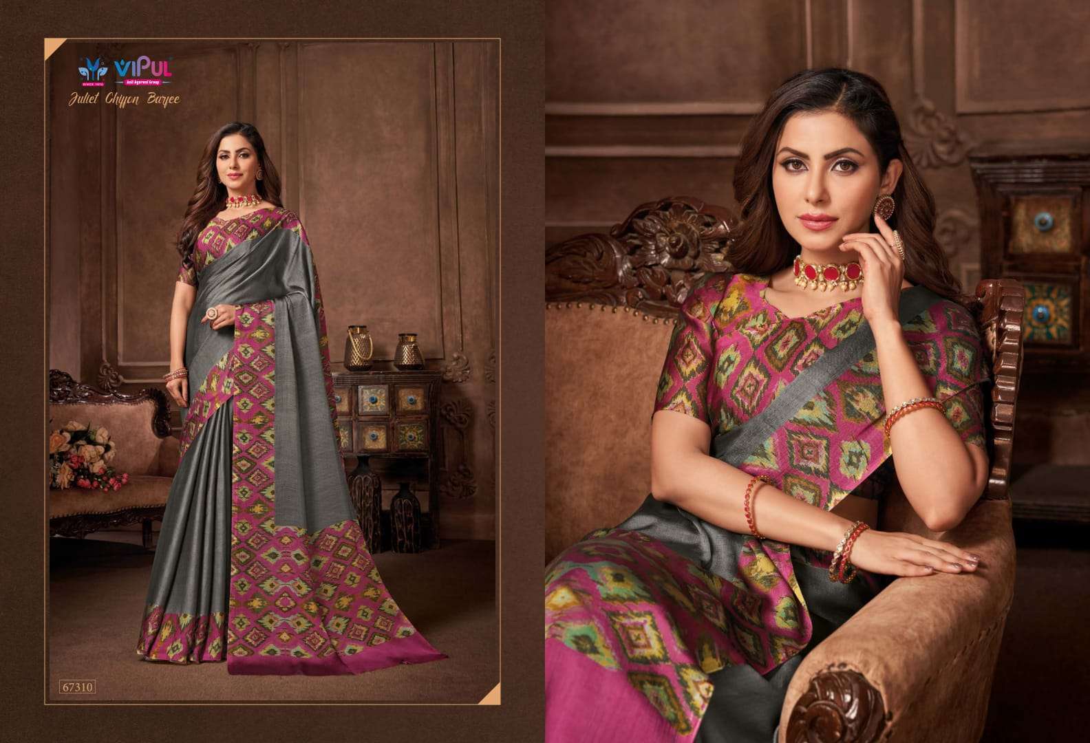 Vipul fashion Juliet Chiffon Barjee Fancy Look Regular wear saree best ...