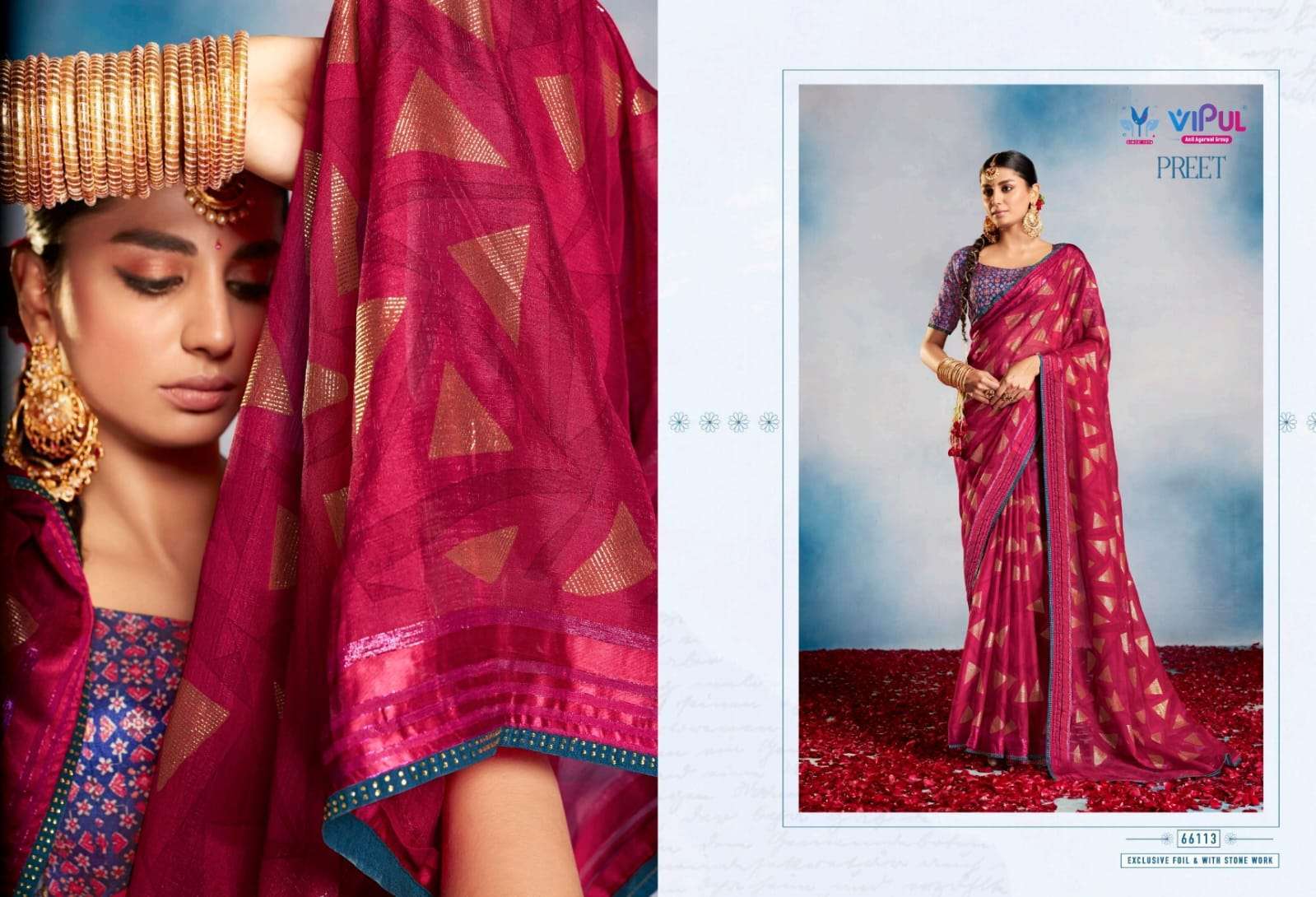 Vipul fashion Preet chiffon with Printed fancy saree collection