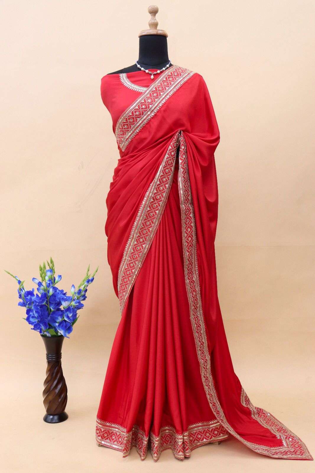 HEAVY KASTURI SILK GORGETTE BOLLYWOOD SAREE WHOLESALE PRICE