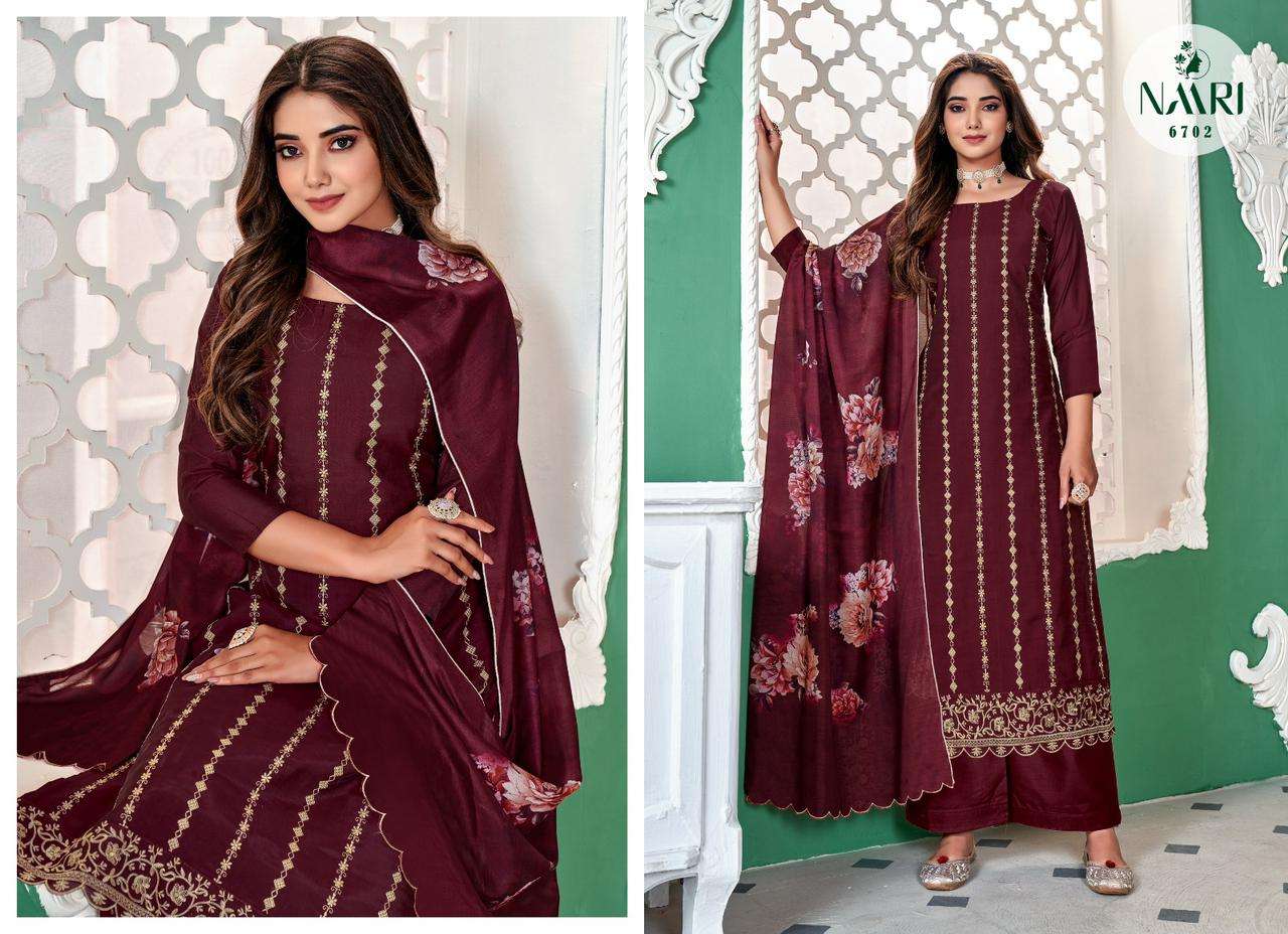 NAARI MERIN PURE SILK EMBROIDERY SALWAR SUITS COLLECTION AT WHOLESALE PRICE