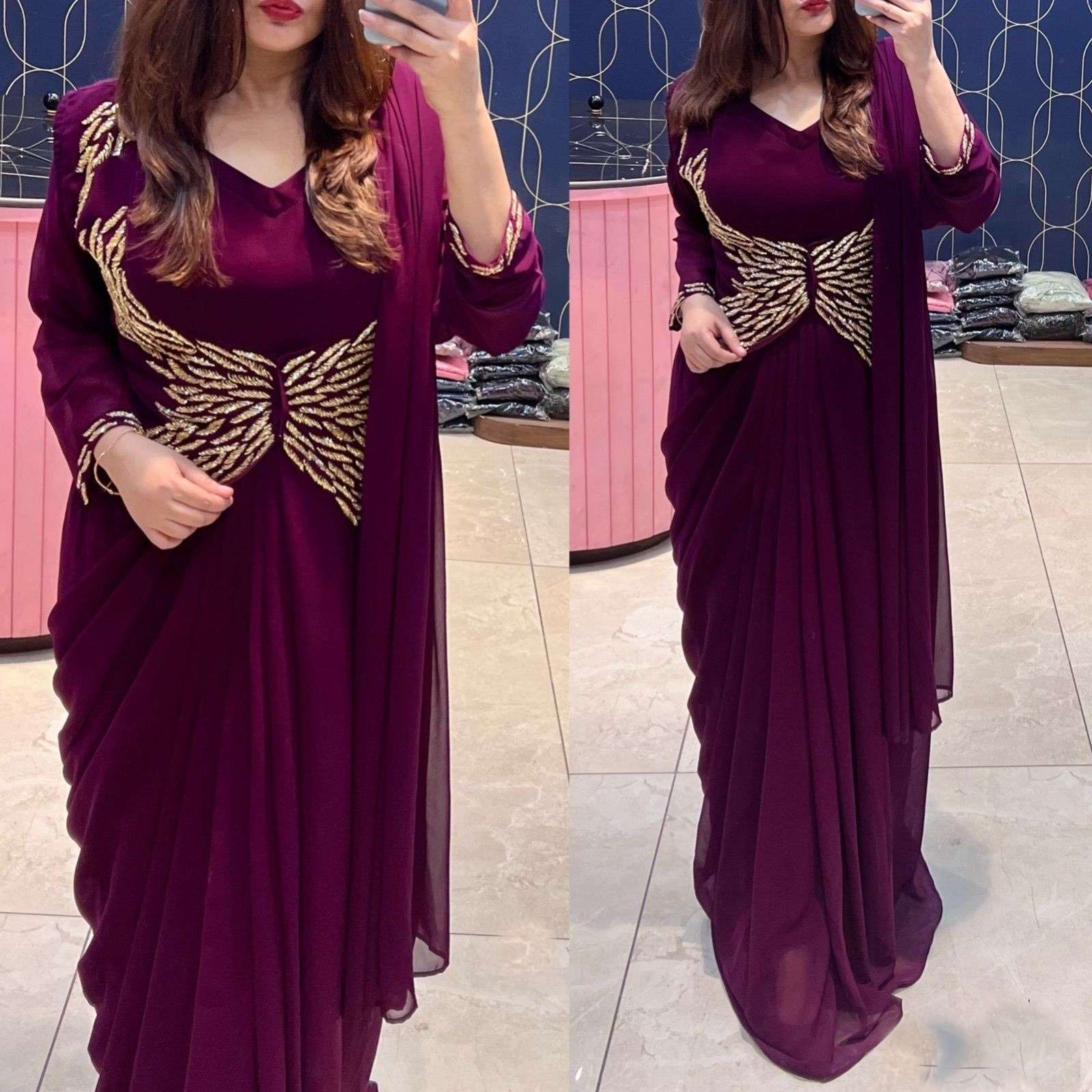 Bollywood Style Georgette with Fancy Look Ready to wear saree collection