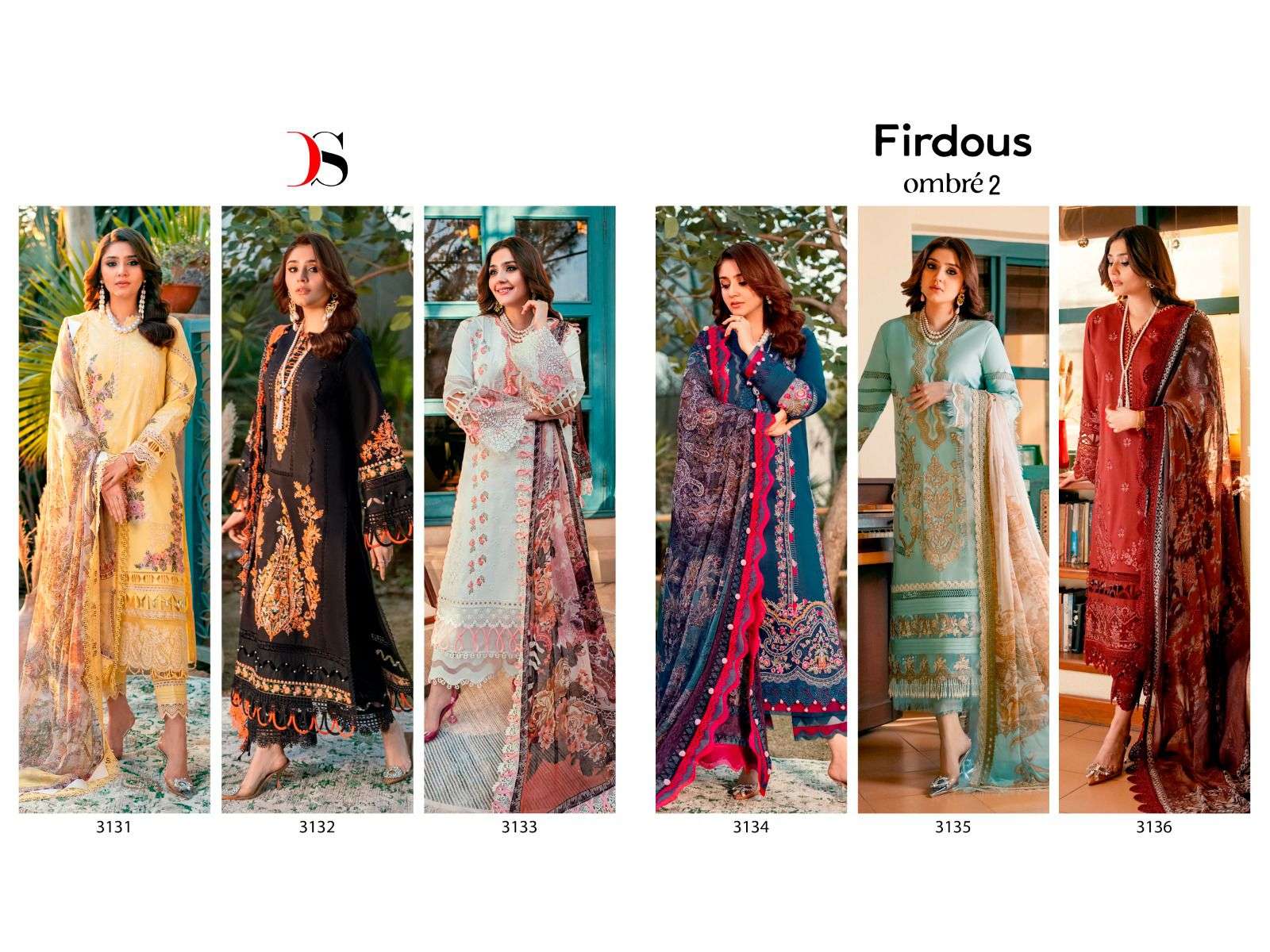 Deepsy Suits Firdous Ombre vol 2 cotton with Embroidery work Pakistani ...