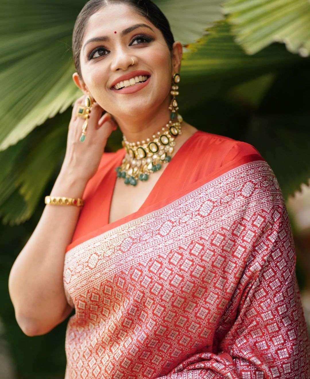 Gajri color soft banarasi silk with weaving design saree collection