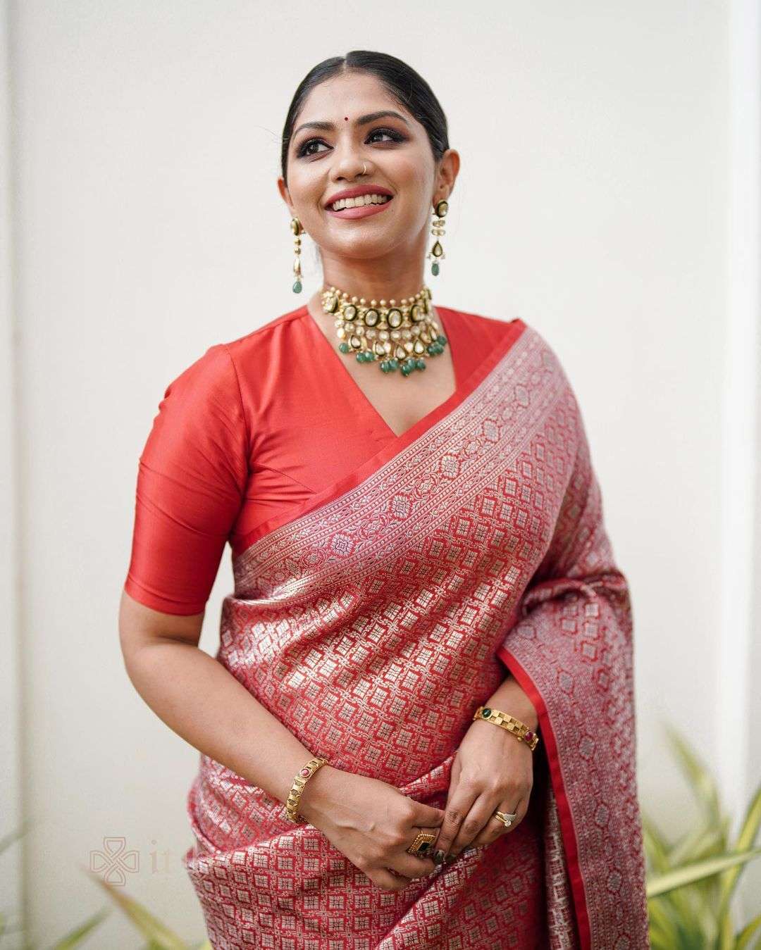 Gajri color soft banarasi silk with weaving design saree collection