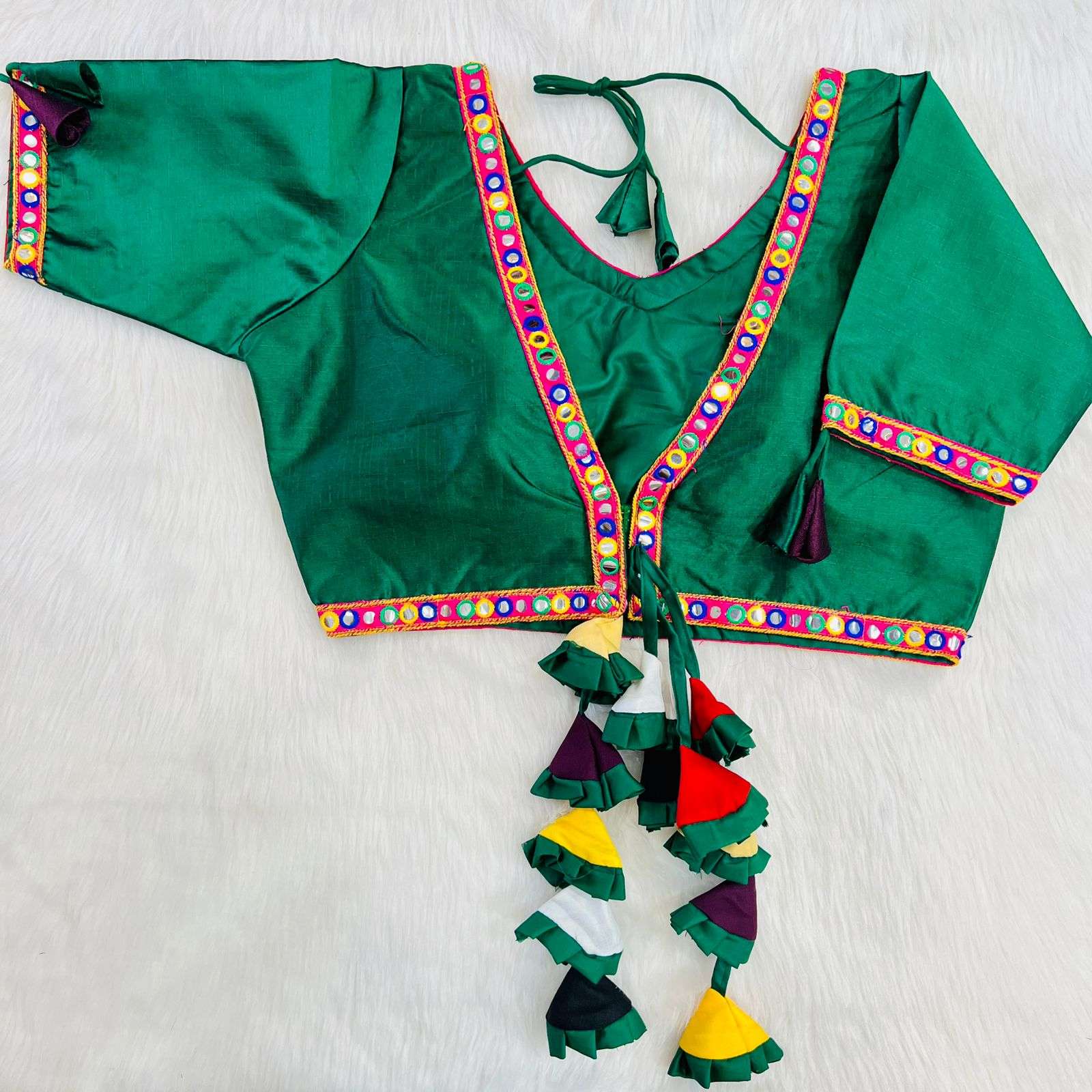 Navratri Special Silk with Mirror Work Border Attech fancy stich blouse ...