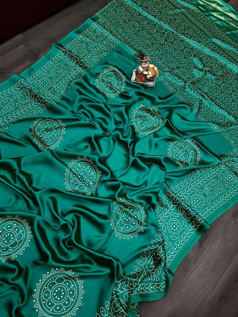 Traditional Bandhani Print Satin silk saree collection