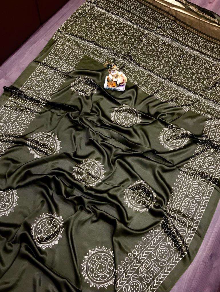 Traditional Bandhani Print Satin silk saree collection