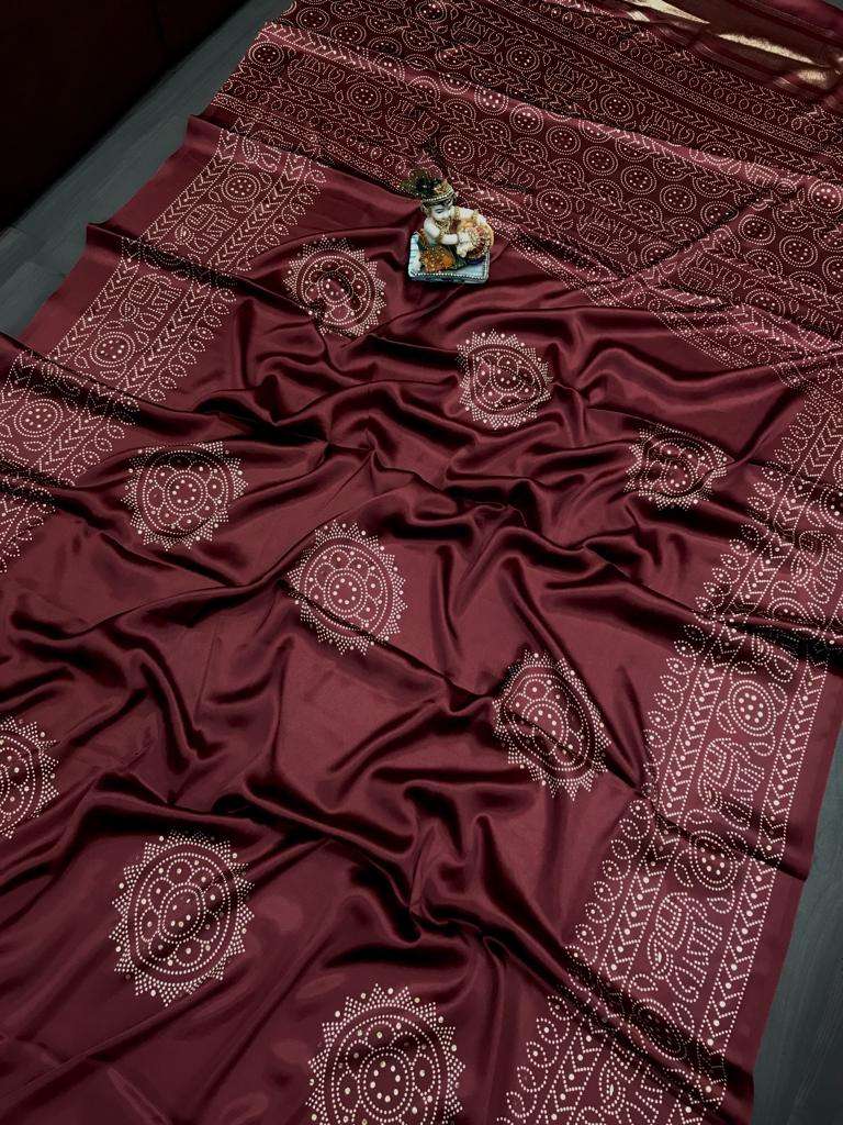 Traditional Bandhani Print Satin silk saree collection