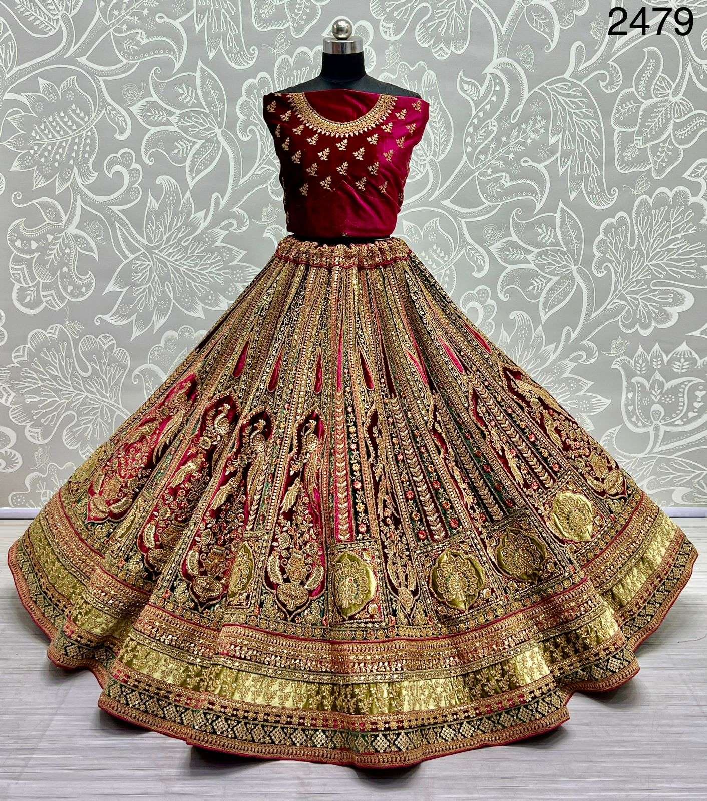 Velvet with Heavy Dori Embroidery work designer Bridal wear lehenga choli