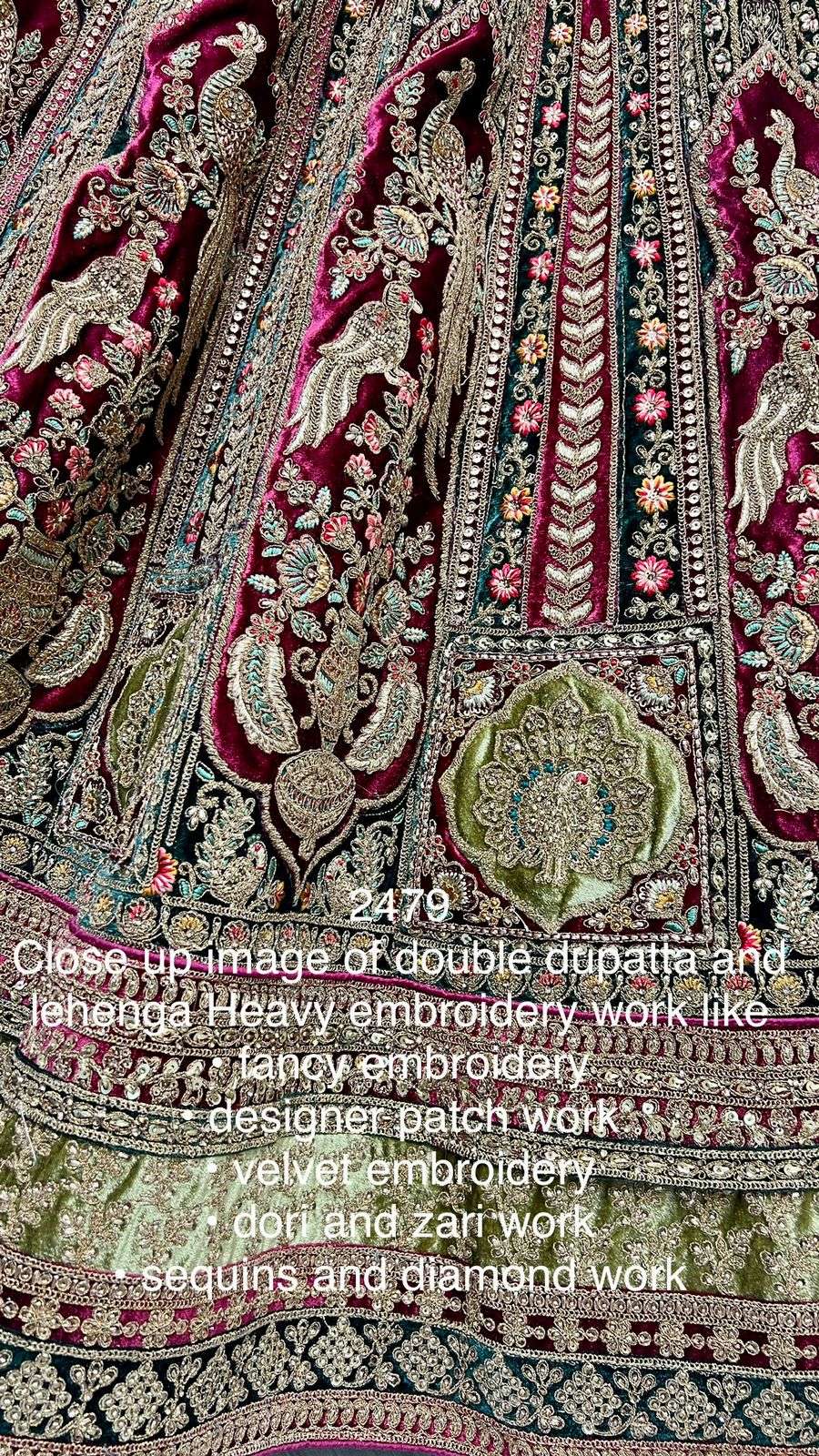 Velvet with Heavy Dori Embroidery work designer Bridal wear lehenga choli