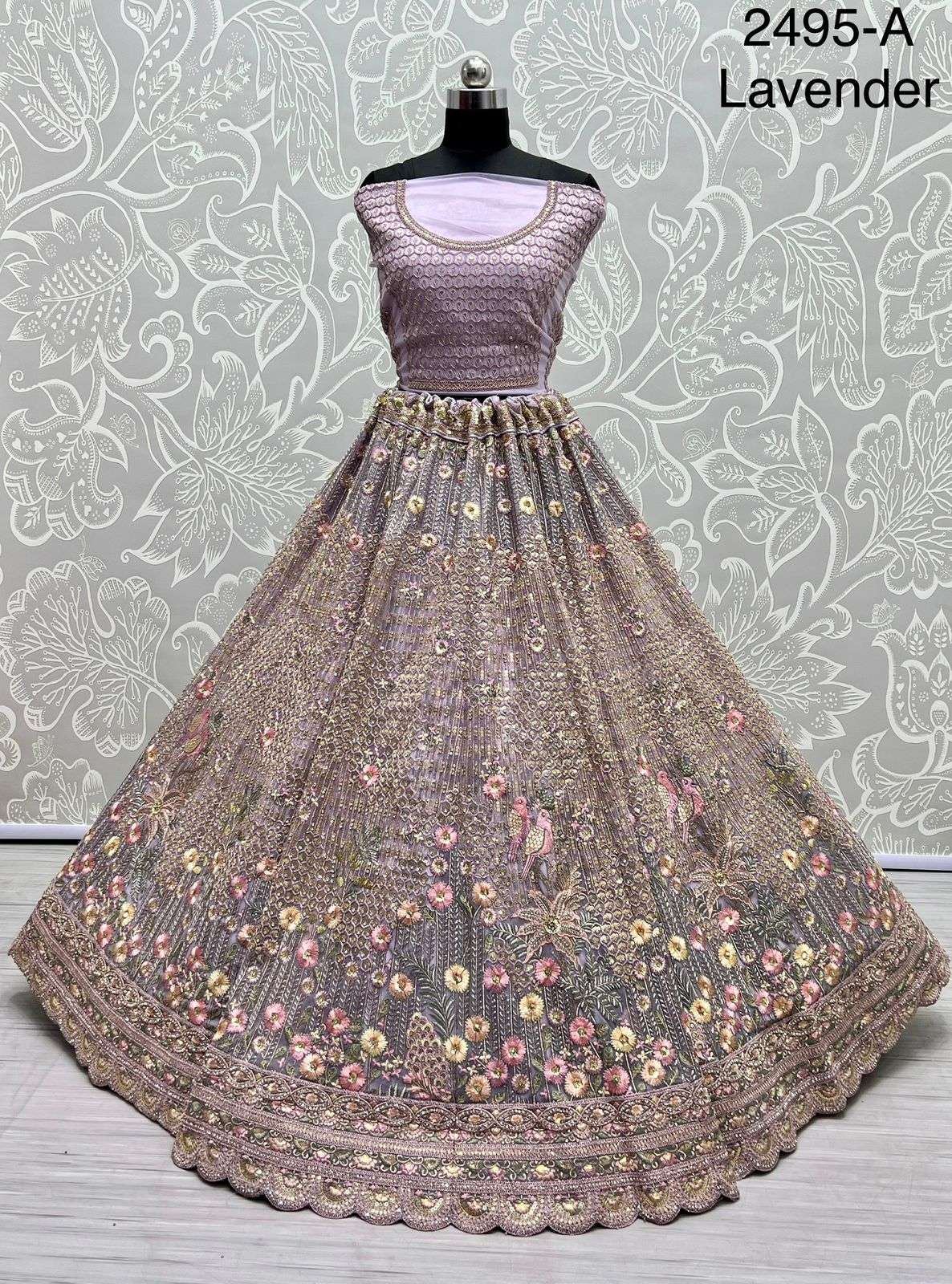 Net with heavy Dori Embroidery Zari Designer Bridal Wear lehenga choli ...