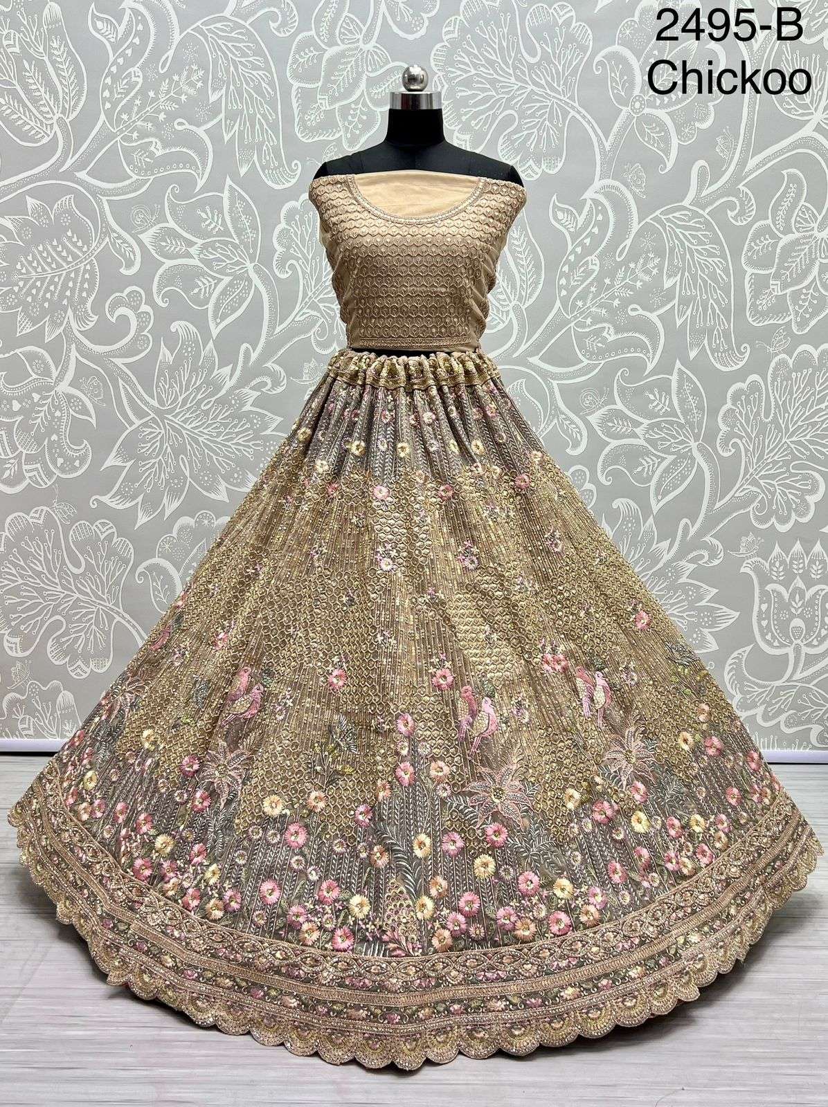 Net with heavy Dori Embroidery Zari Designer Bridal Wear lehenga choli ...