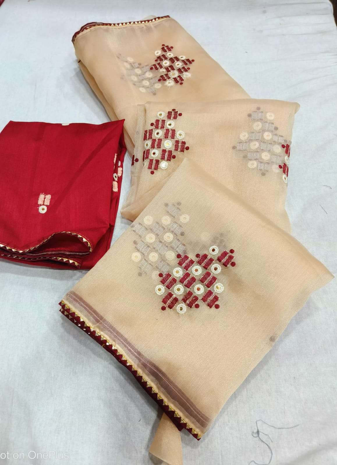 Organza with fancy designer pach work party look saree collection