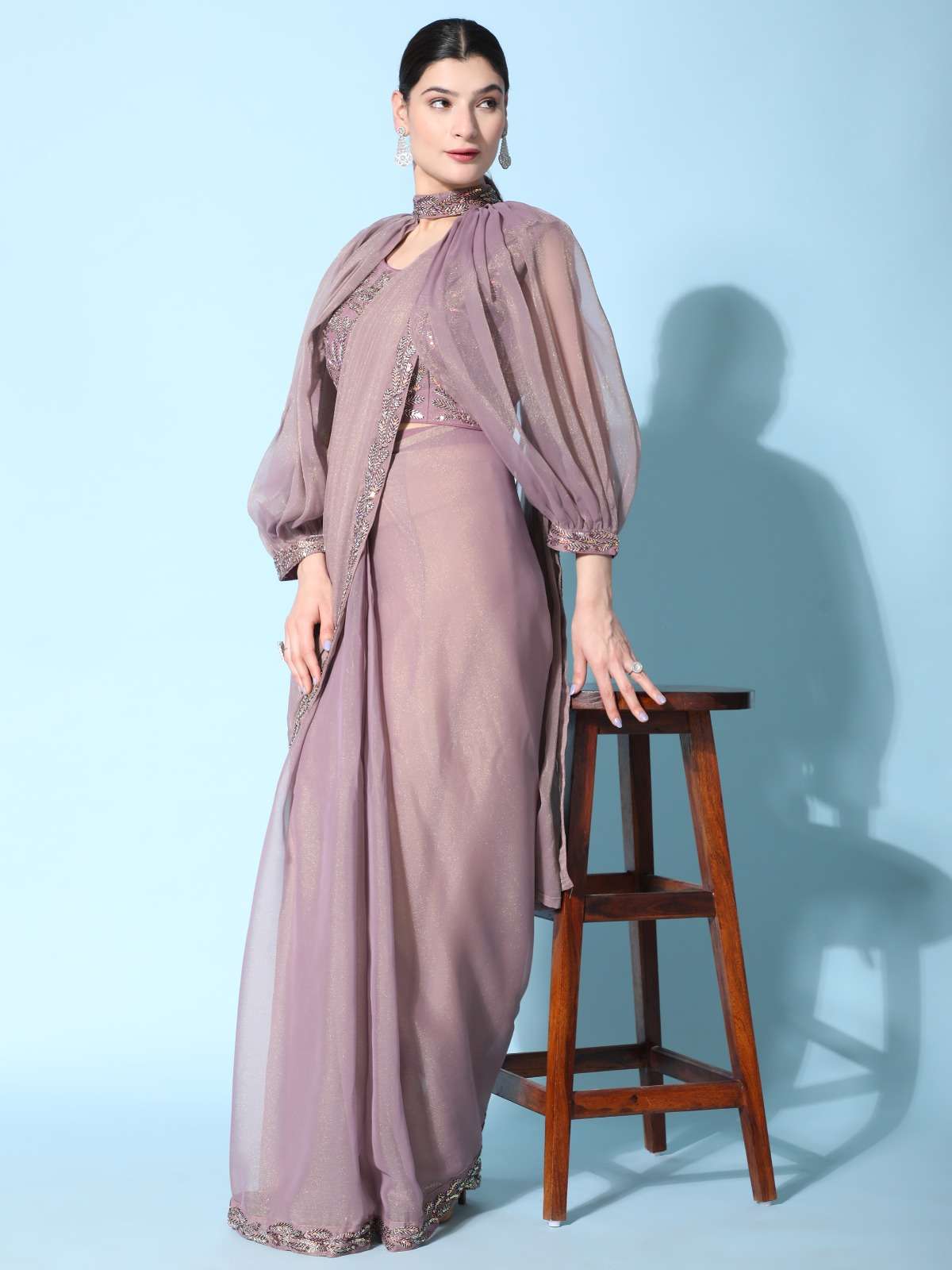 Party wear look Fancy fabric with Sequence Work Border Ready to wear ...