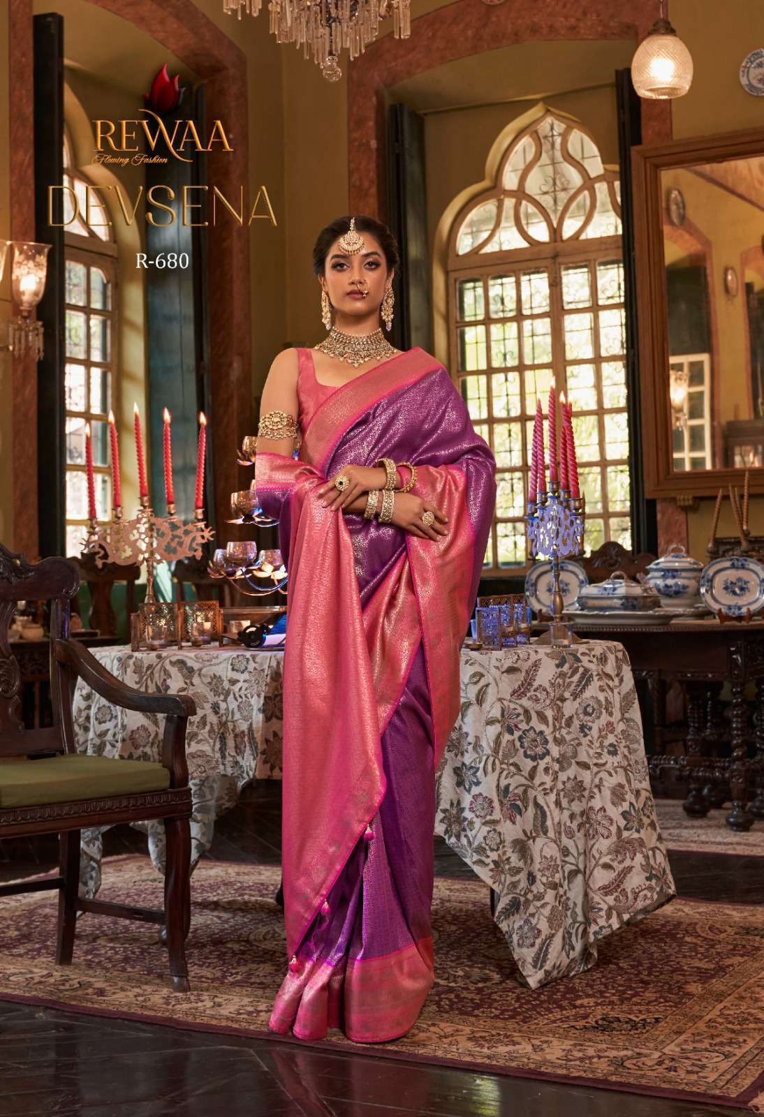 Rewaa fashion Devsena Kanjivaram silk wedding wear saree collection