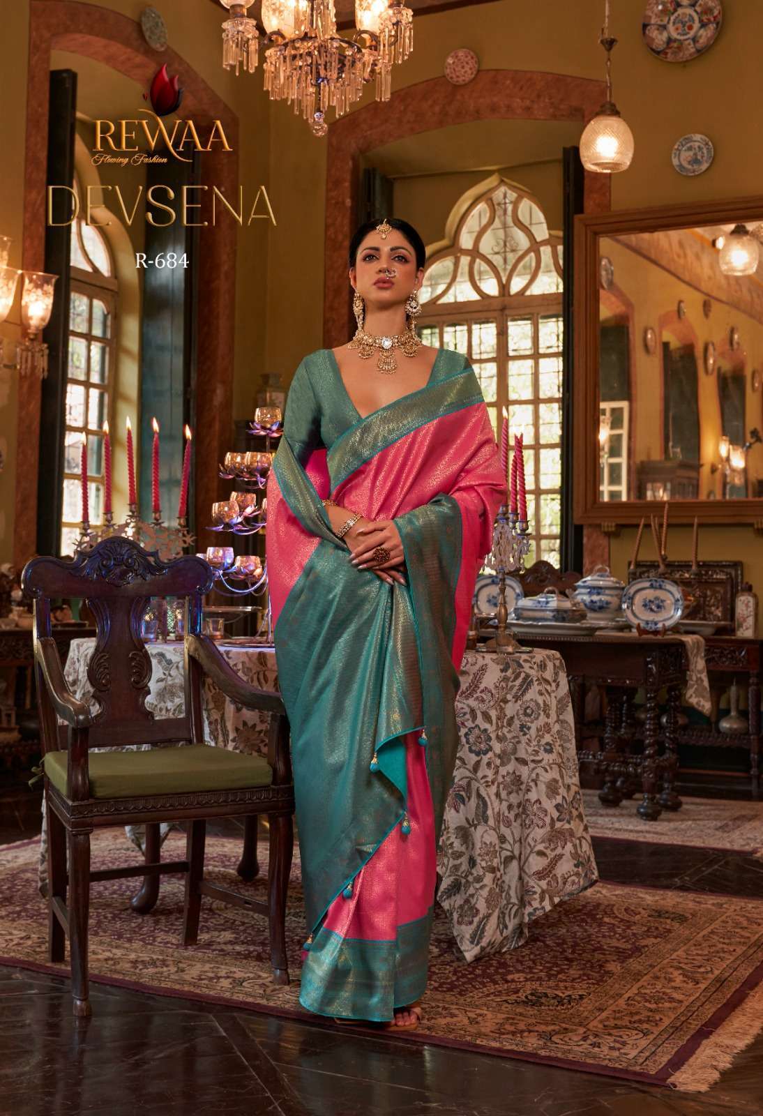 Rewaa fashion Devsena Kanjivaram silk wedding wear saree collection