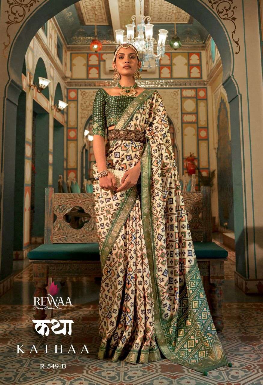 Rewaa fashion Kathaa Silk with Patola Printed saree collection