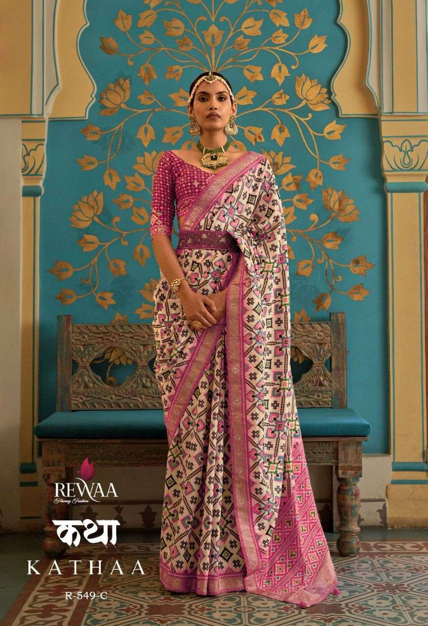 Rewaa fashion Kathaa Silk with Patola Printed saree collection