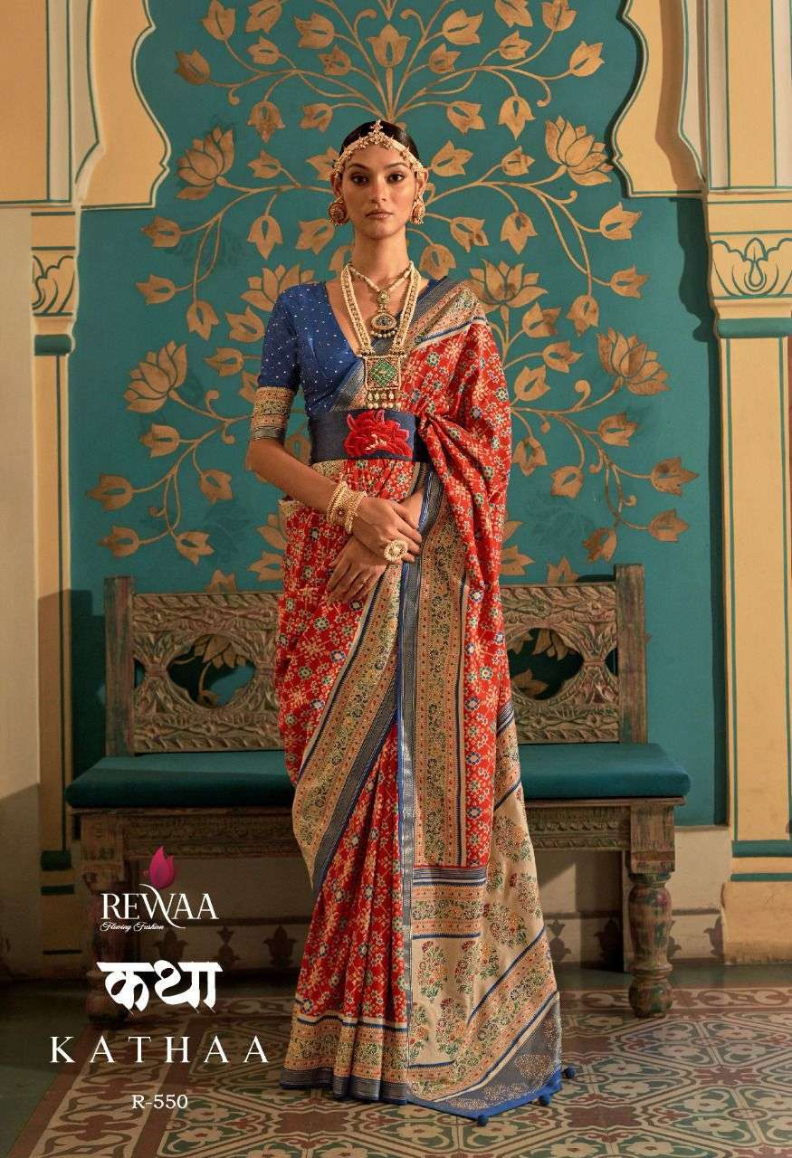 Rewaa fashion Kathaa Silk with Patola Printed saree collection