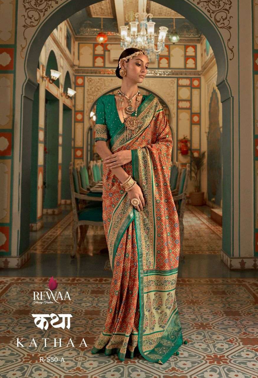 Rewaa fashion Kathaa Silk with Patola Printed saree collection