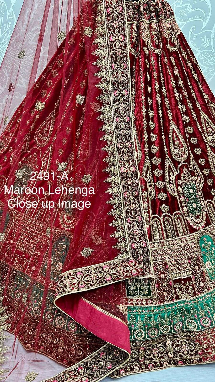 Velvet with designer Bridal wear designer lehenga choli