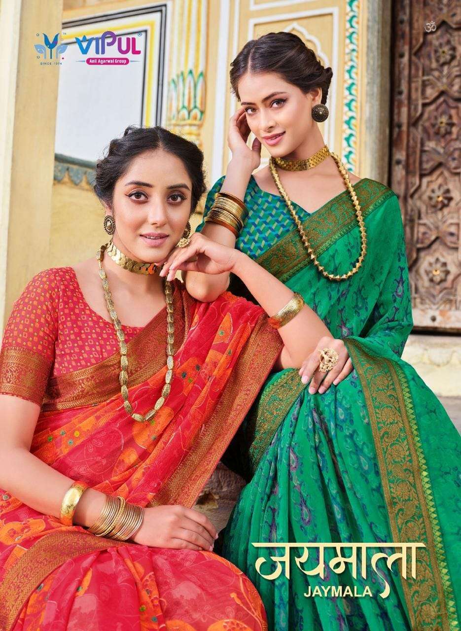Vipul fashion Jaymala Georgette with Printed fancy look saree collection