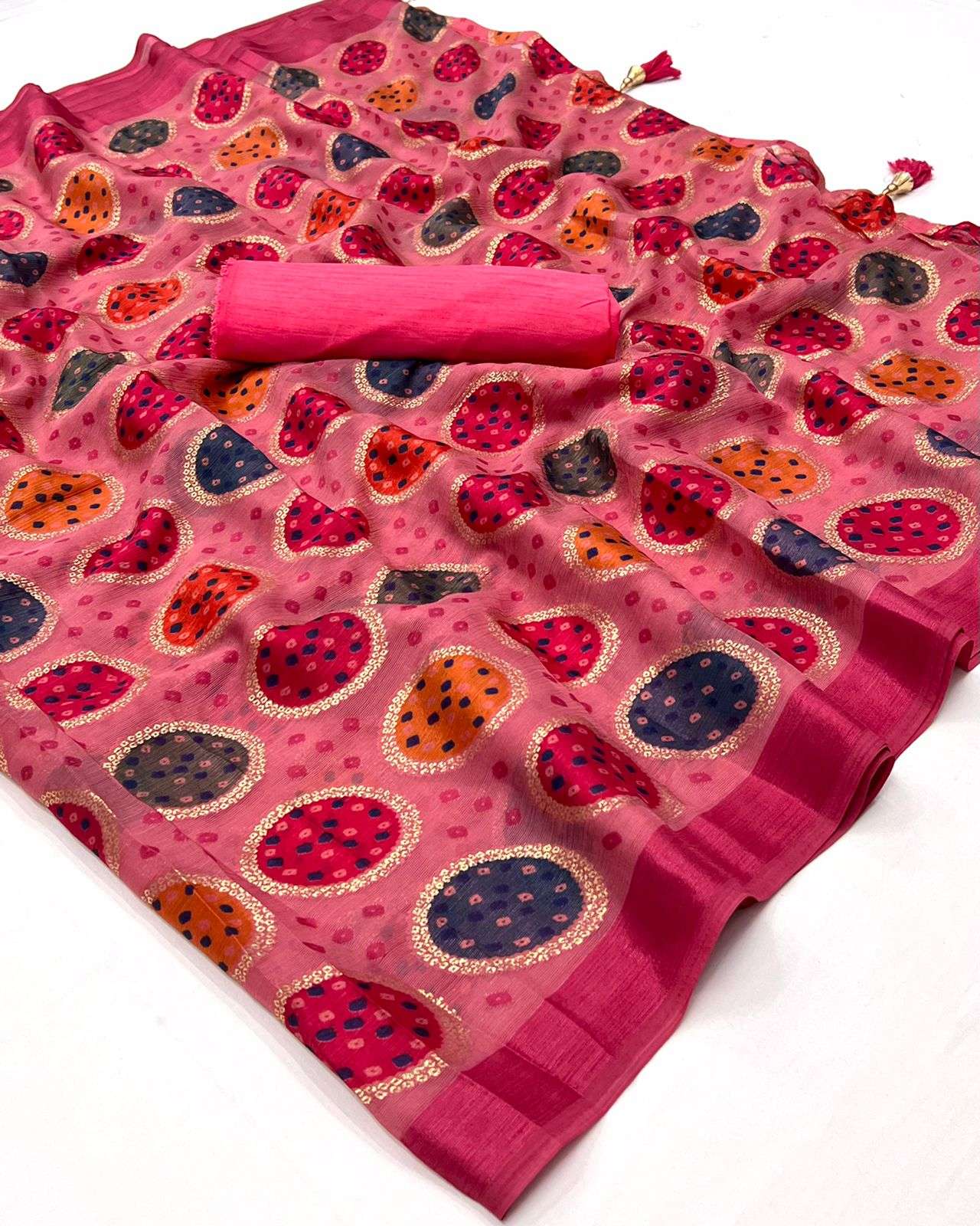 Bindiya vol 2 Brasso with foil Print weaving border fancy saree collection