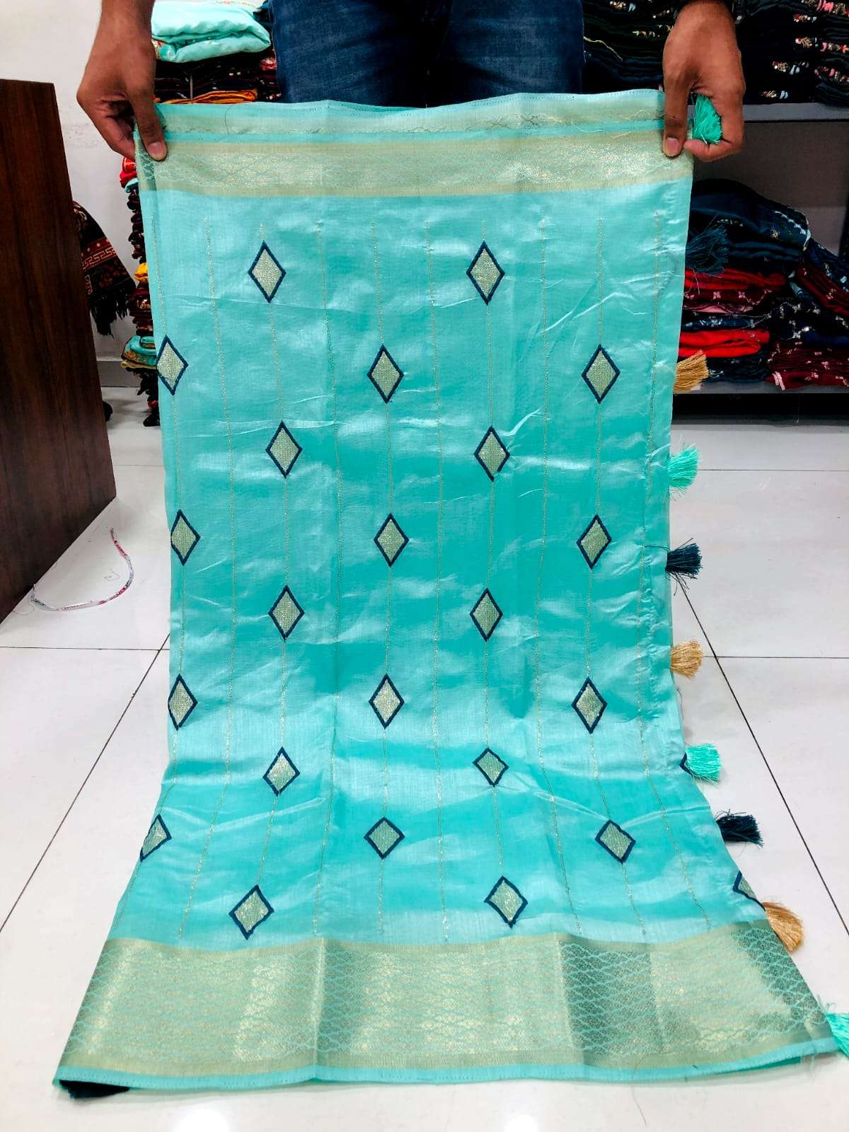 Cotton with Sequence Thread work fancy look saree collection